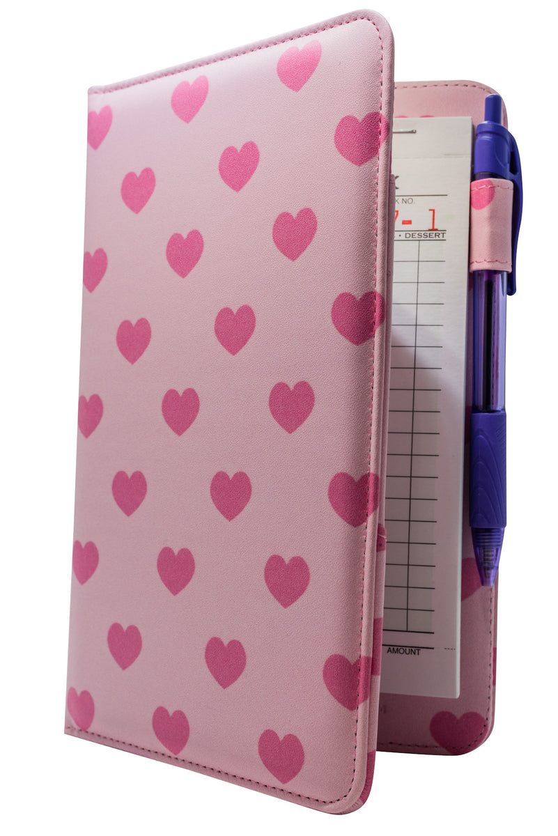 ServerBooks.com - Pink Hearts - 8" x 5" Server Book Waitress Organizer